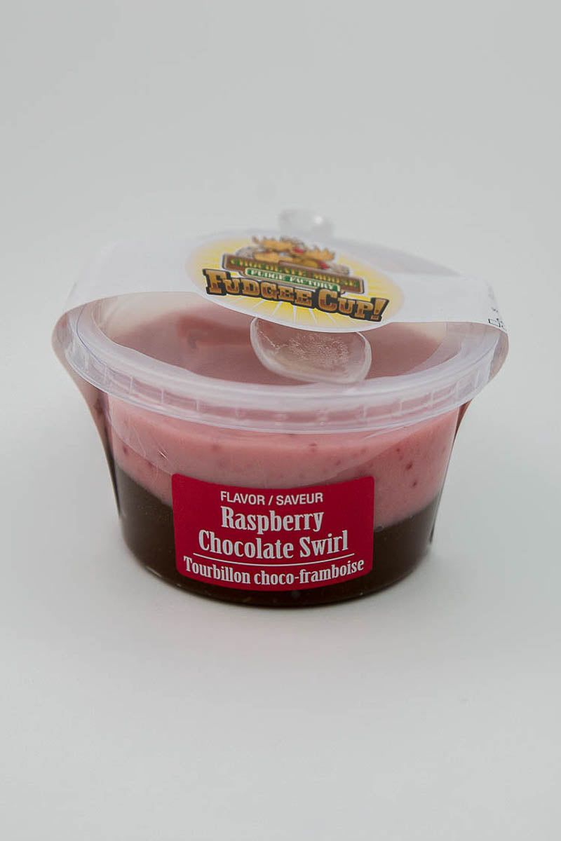 Raspberry Chocolate Swirl - Fudge Cup 140g – Chocolate Moose Fudge Factory